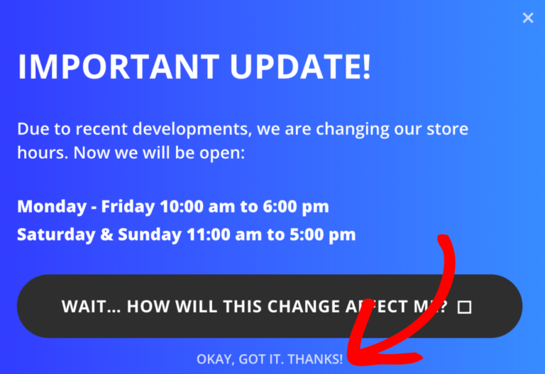 How to Create a Notice to Change Working Hours on Your Site