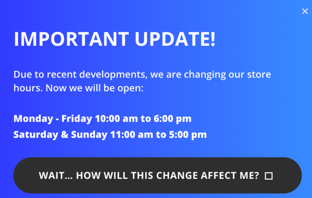 How to Create a Notice to Change Working Hours on Your Site