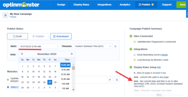 How to Schedule a Campaign Based on Date and Time - OptinMonster