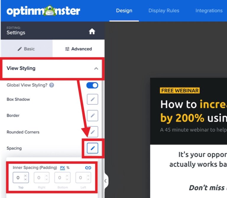 How to Remove the Padding from Campaigns - OptinMonster