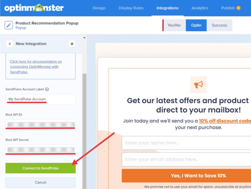 How to Connect OptinMonster with SendPulse - OptinMonster