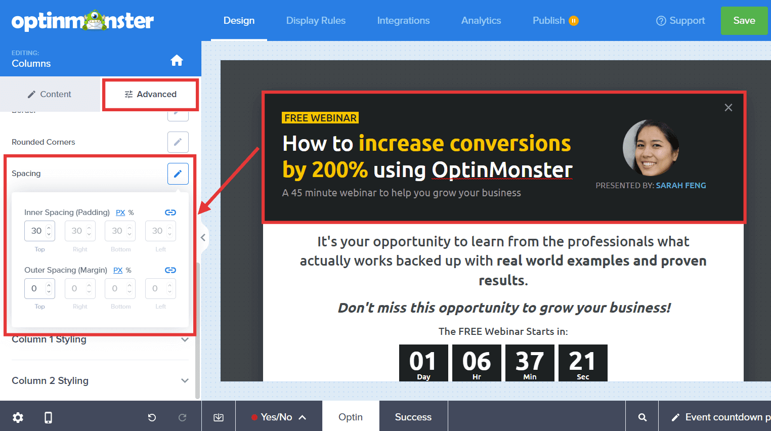 How to Remove the Padding from Campaigns - OptinMonster