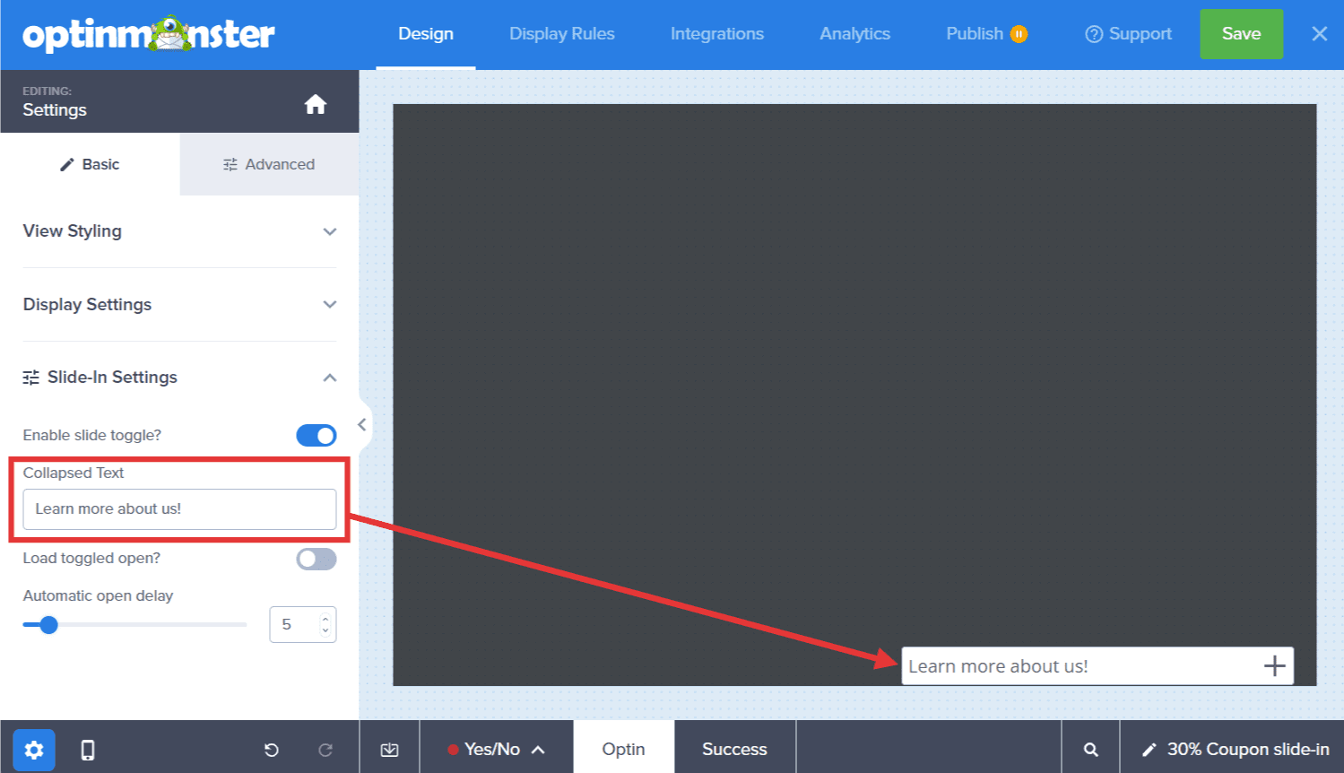How to Enable the Minimized State for Slide-In Campaigns