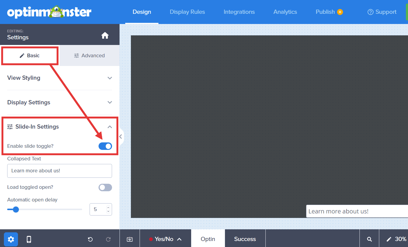 How to Enable the Minimized State for Slide-In Campaigns