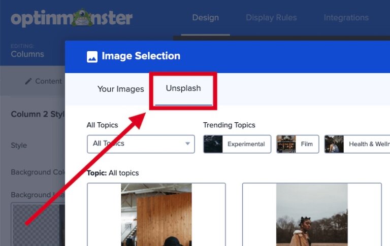 How to Add an Unsplash Stock Image to Your Campaign - OptinMonster