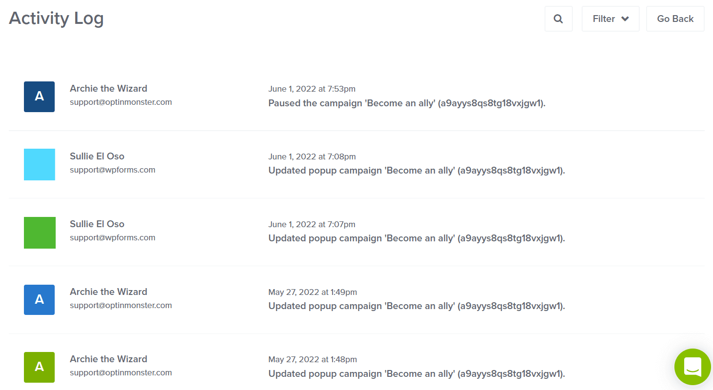 How to View the Activity Log for Your Account - OptinMonster