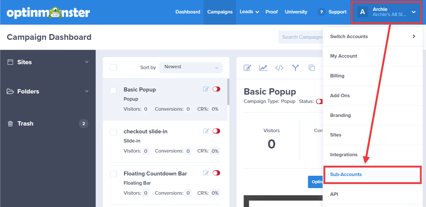 How to View the Activity Log for Your Account - OptinMonster