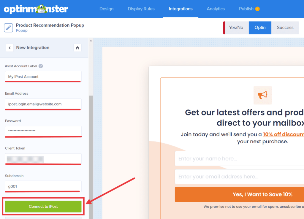 How to Connect OptinMonster with iPost - OptinMonster