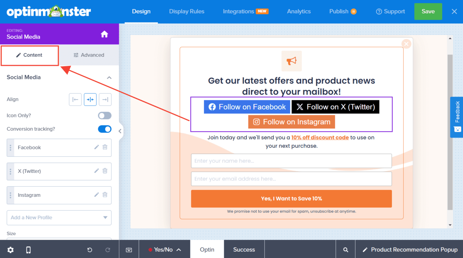 How to Add Social Media Buttons to Your Campaign - OptinMonster