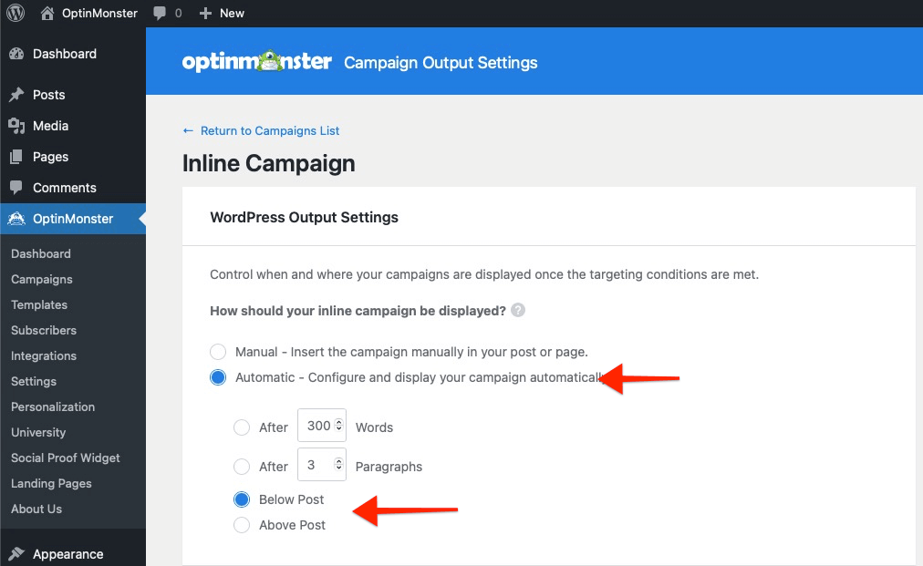 How to Manually Add an After Post or Inline Campaign