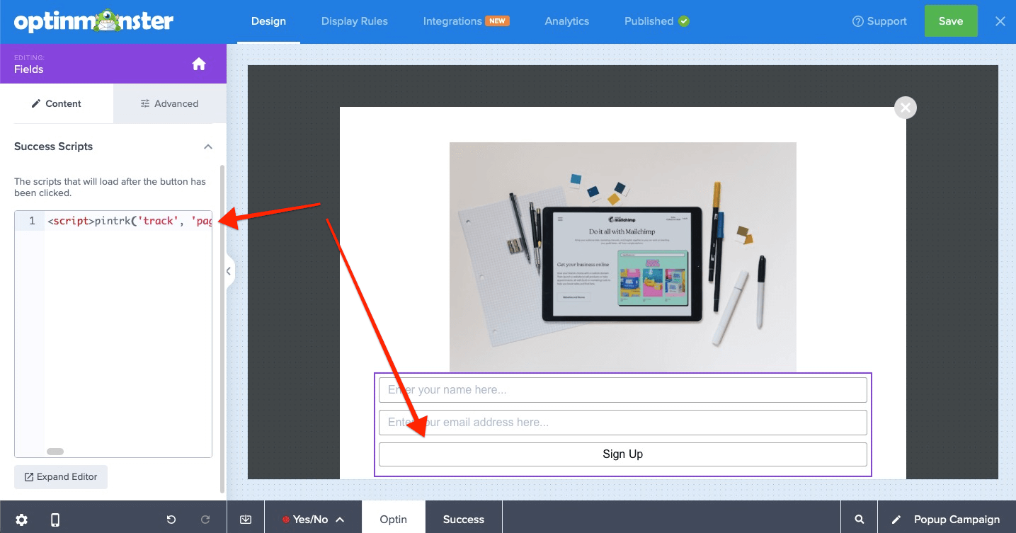 Add Pinterest Conversion Tag - OptinMonster