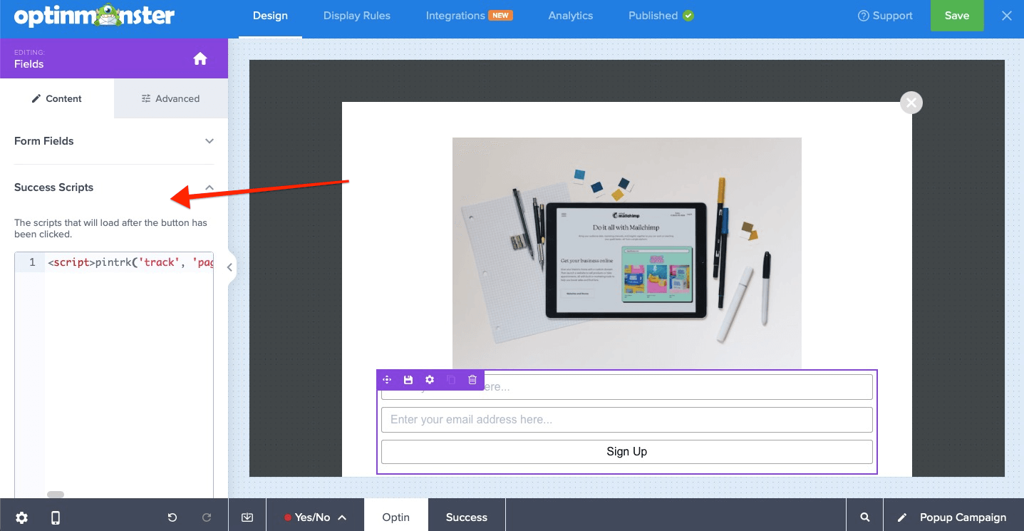 How to Use Success Triggered Scripts - OptinMonster