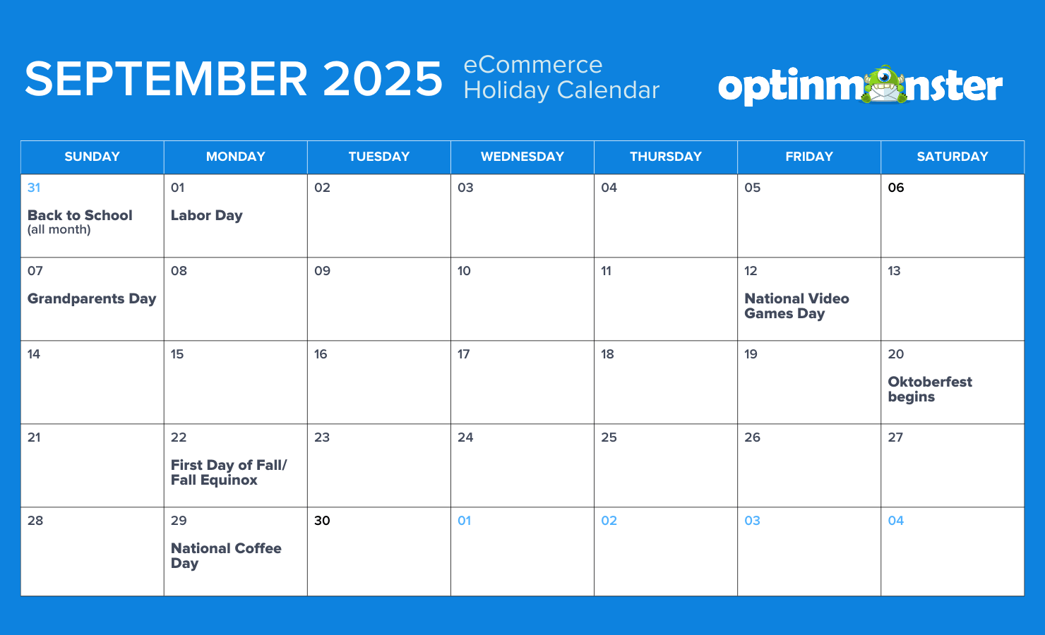 Marketing Calendar 2025 |eCommerce Holiday Sales Calendar
