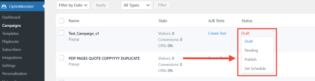 How to Publish a Campaign - OptinMonster